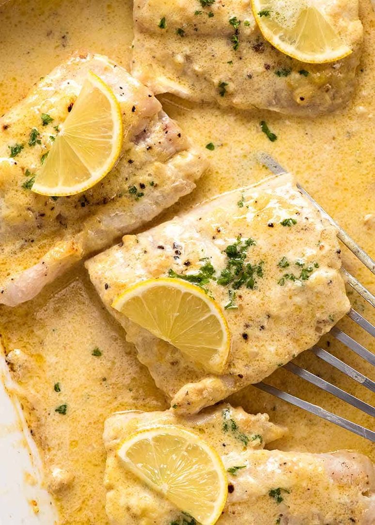Baked Fish with Lemon Cream Sauce - RecipeTin Eats