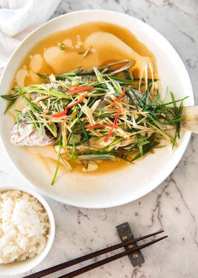 Sizzling Ginger Steamed Fish - RecipeTin Eats