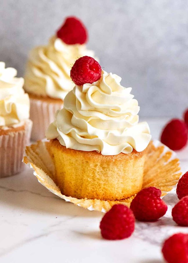 Vanilla Cupcakes (that actually stay moist) - RecipeTin Eats