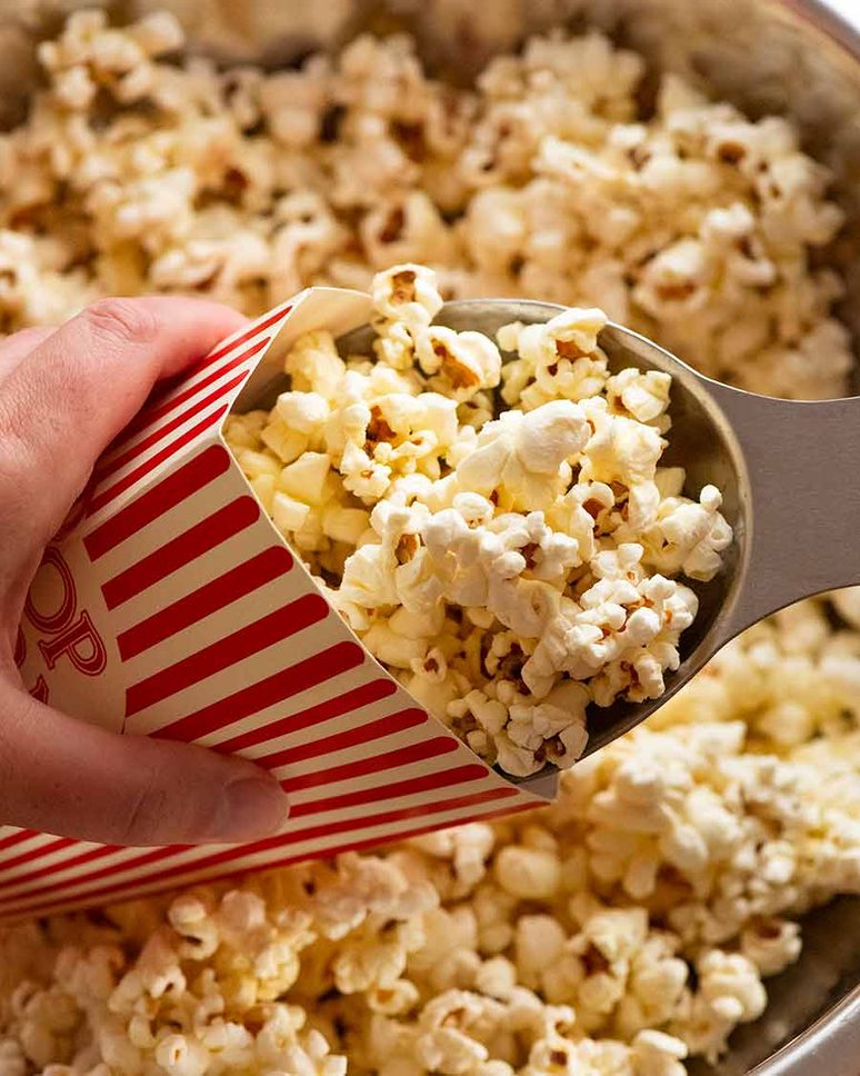 Lightly Sweet 'n Salty CRISPY Butter Popcorn - RecipeTin Eats