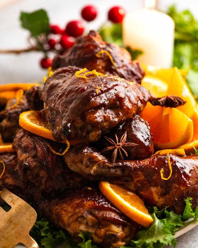 Sticky Glazed Christmas Chicken - RecipeTin Eats
