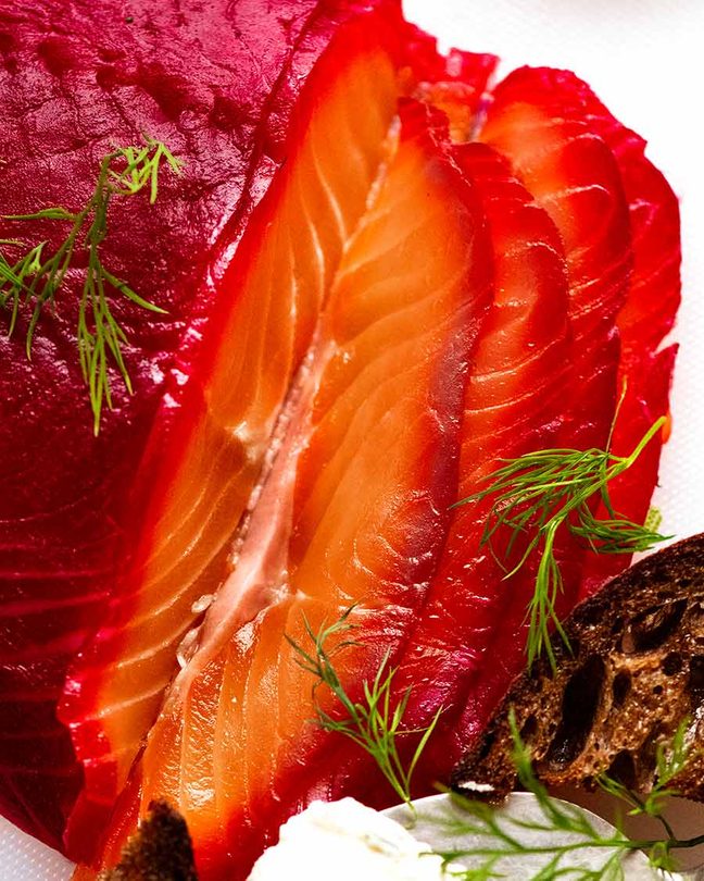 Beetroot Cured Salmon (Gin or Vodka) - RecipeTin Eats