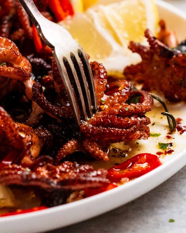 Crispy marinated baby octopus - RecipeTin Eats
