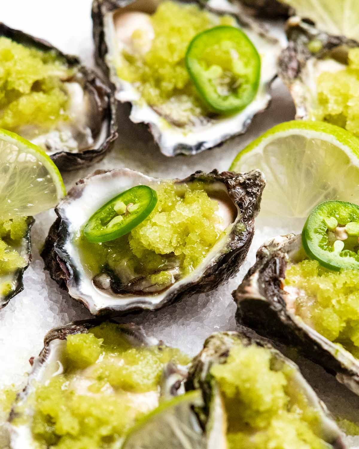 Cucumber lime jalapeno granita for oysters - RecipeTin Eats