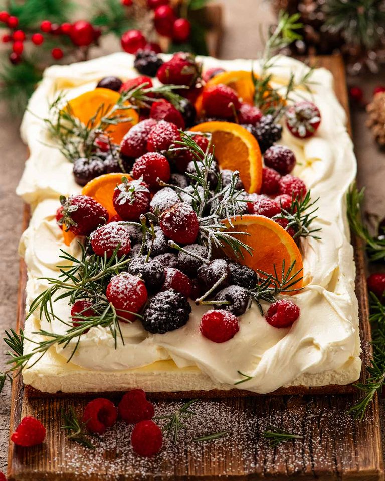 Easy Christmas Cheesecake Slab - no bake! - RecipeTin Eats