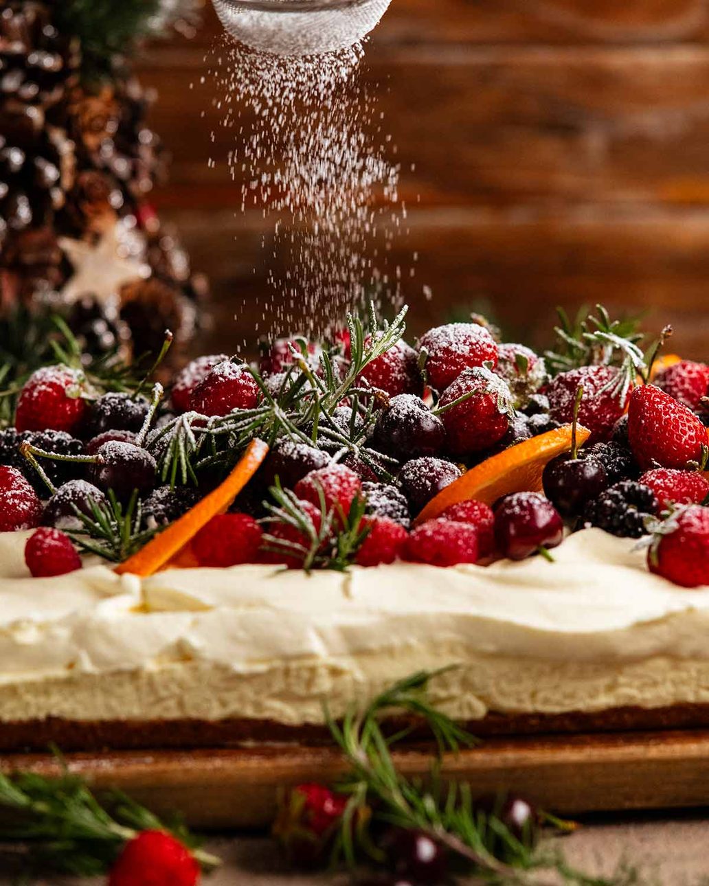 Easy Christmas Cheesecake Slab - no bake! - RecipeTin Eats