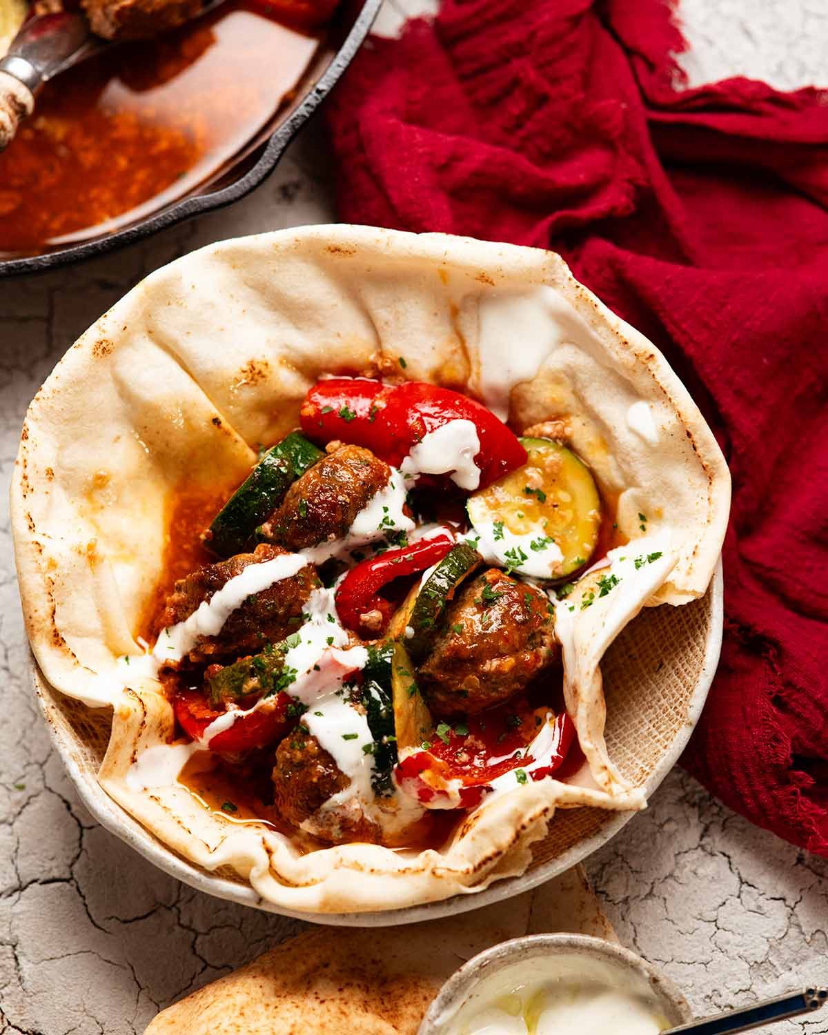 Moroccan Spiral Meatball Zucchini Bake - RecipeTin Eats