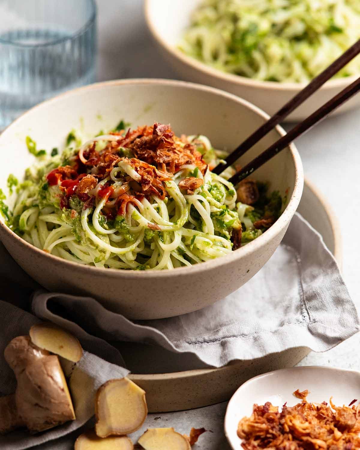Green Ginger Rice Noodles - RecipeTin Eats