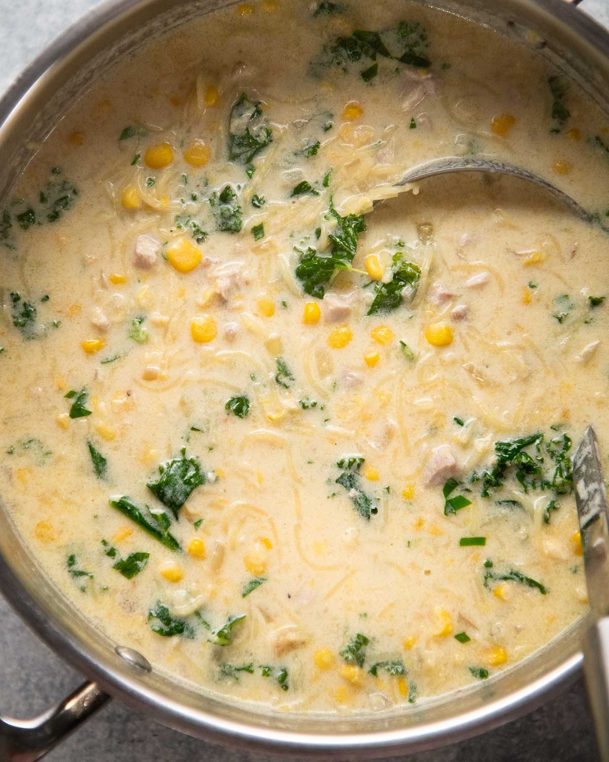 Chicken and Sweet Corn Soup with Noodles - RecipeTin Eats