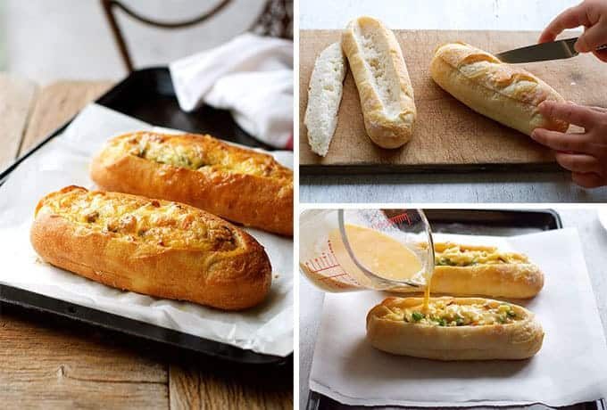 Cheese and Bacon Bread Boats | RecipeTin Eats