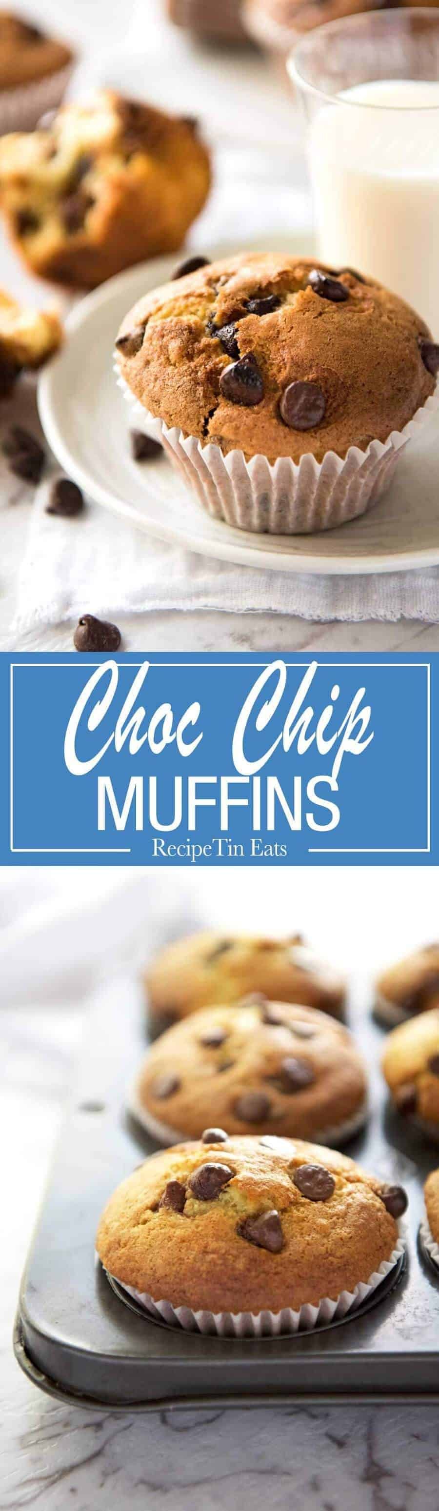 Moist Chocolate Chip Muffin | RecipeTin Eats