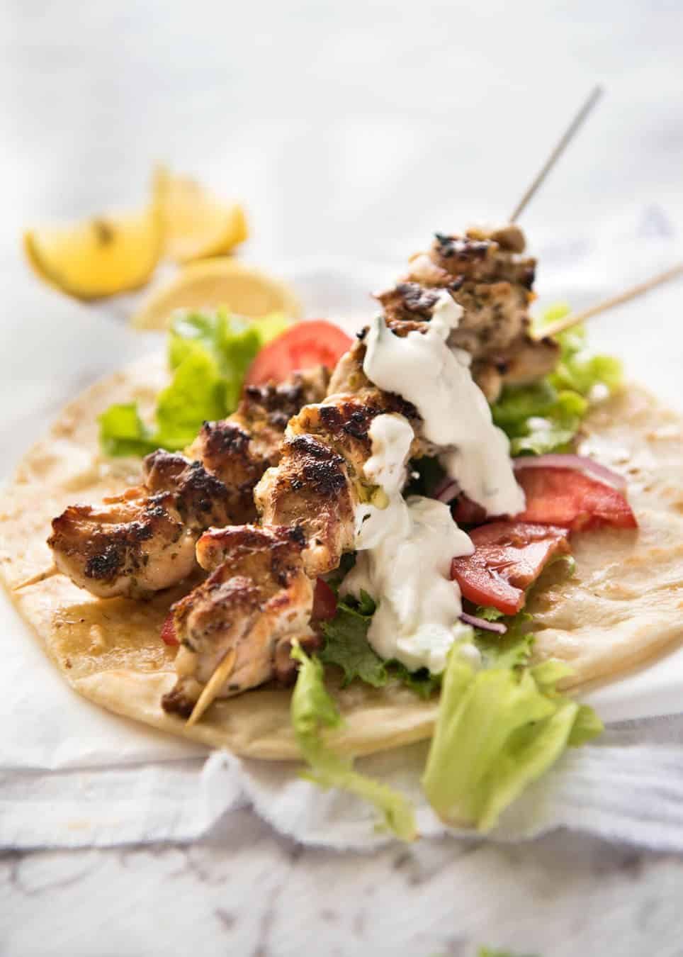 Chicken Souvlaki with Tzatziki | RecipeTin Eats