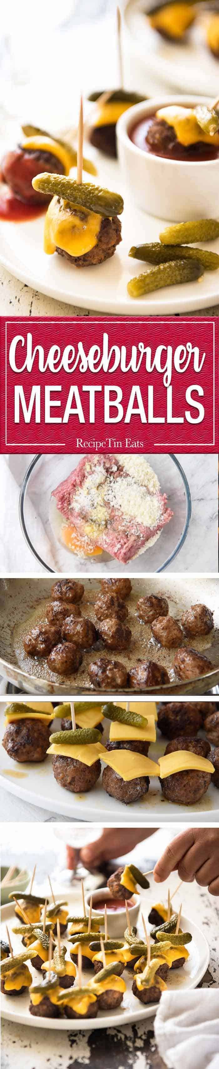 Cheeseburger Party Meatballs | RecipeTin Eats