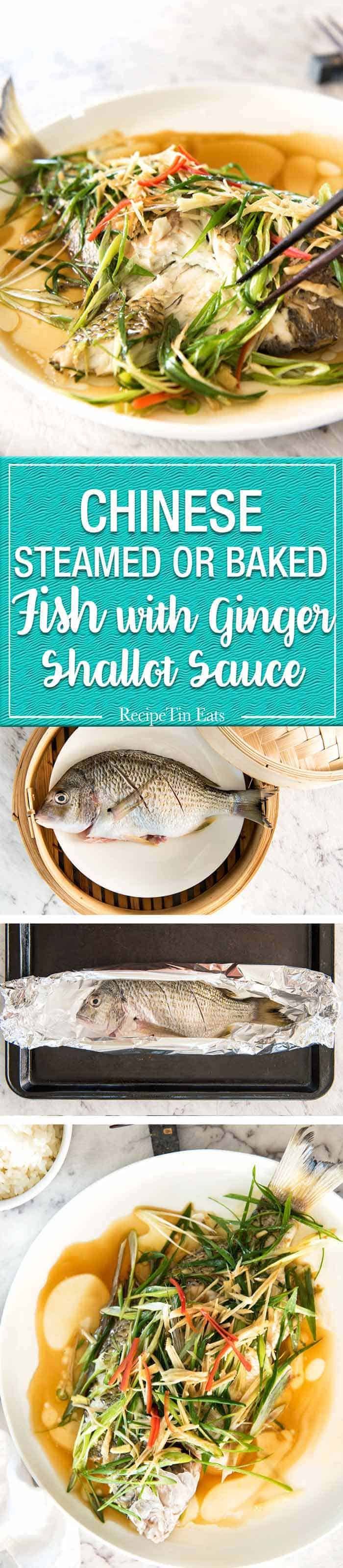 Chinese Steamed Fish with Ginger Shallot Sauce | RecipeTin Eats