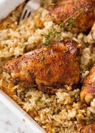 Baked Chicken Thighs And Rice With Mushroom Soup