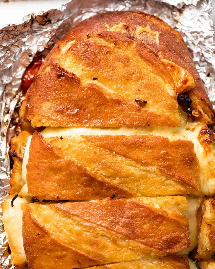 Christmas Leftovers Bread Bowl Sandwich (Muffuletta) | RecipeTin Eats