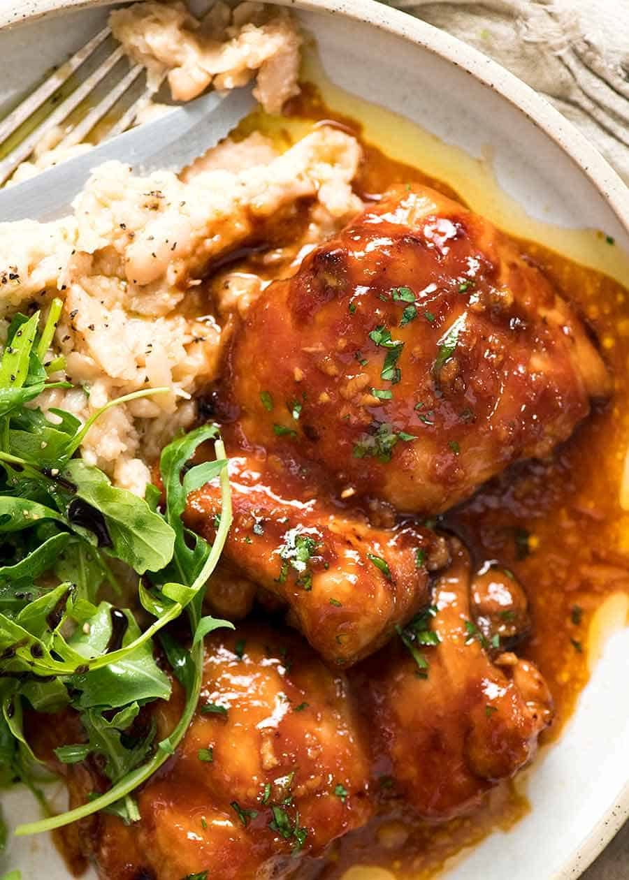 Sticky Baked Chicken Thighs | RecipeTin Eats