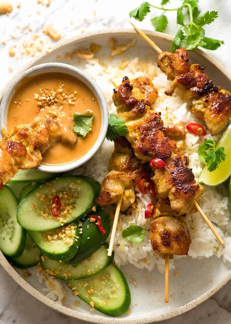 Satay de poulet thaïlandais avec sauce aux arachides | Chad Wilken's