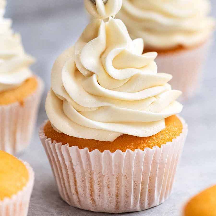 My Secret, Less-Sweet Fluffy Vanilla Frosting | RecipeTin Eats