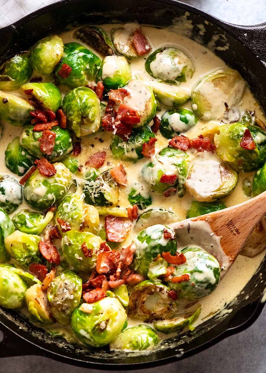 Saut ed Brussels Sprouts In Carbonara Sauce RecipeTin Eats Saut ed Brussels Sprouts In Carbonara Sauce RecipeTin Eats