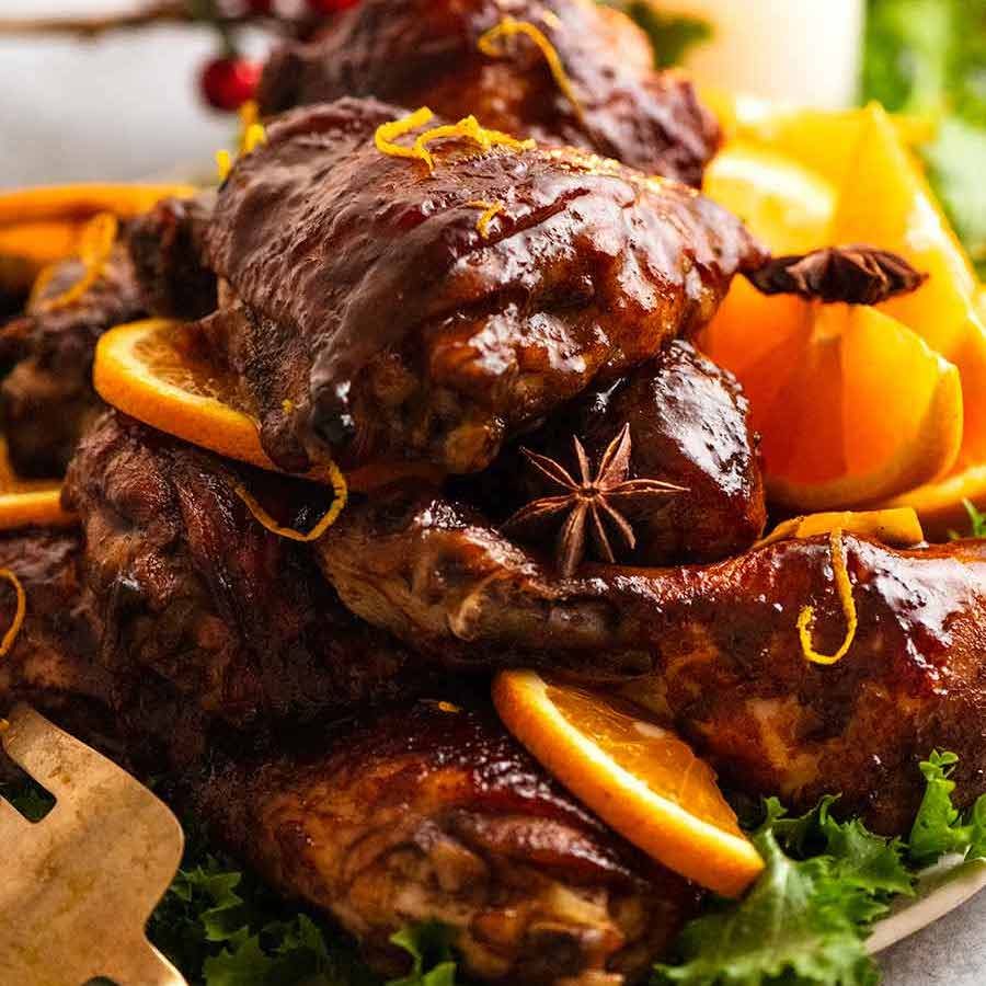 Sticky Glazed Christmas Chicken | RecipeTin Eats