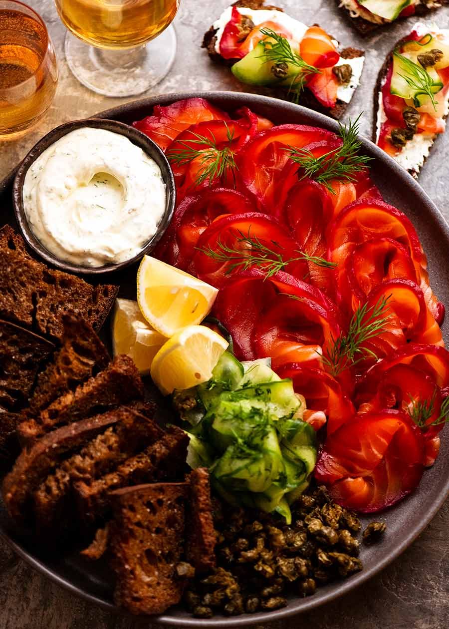 Beetroot Cured Salmon (Gin or Vodka) | RecipeTin Eats