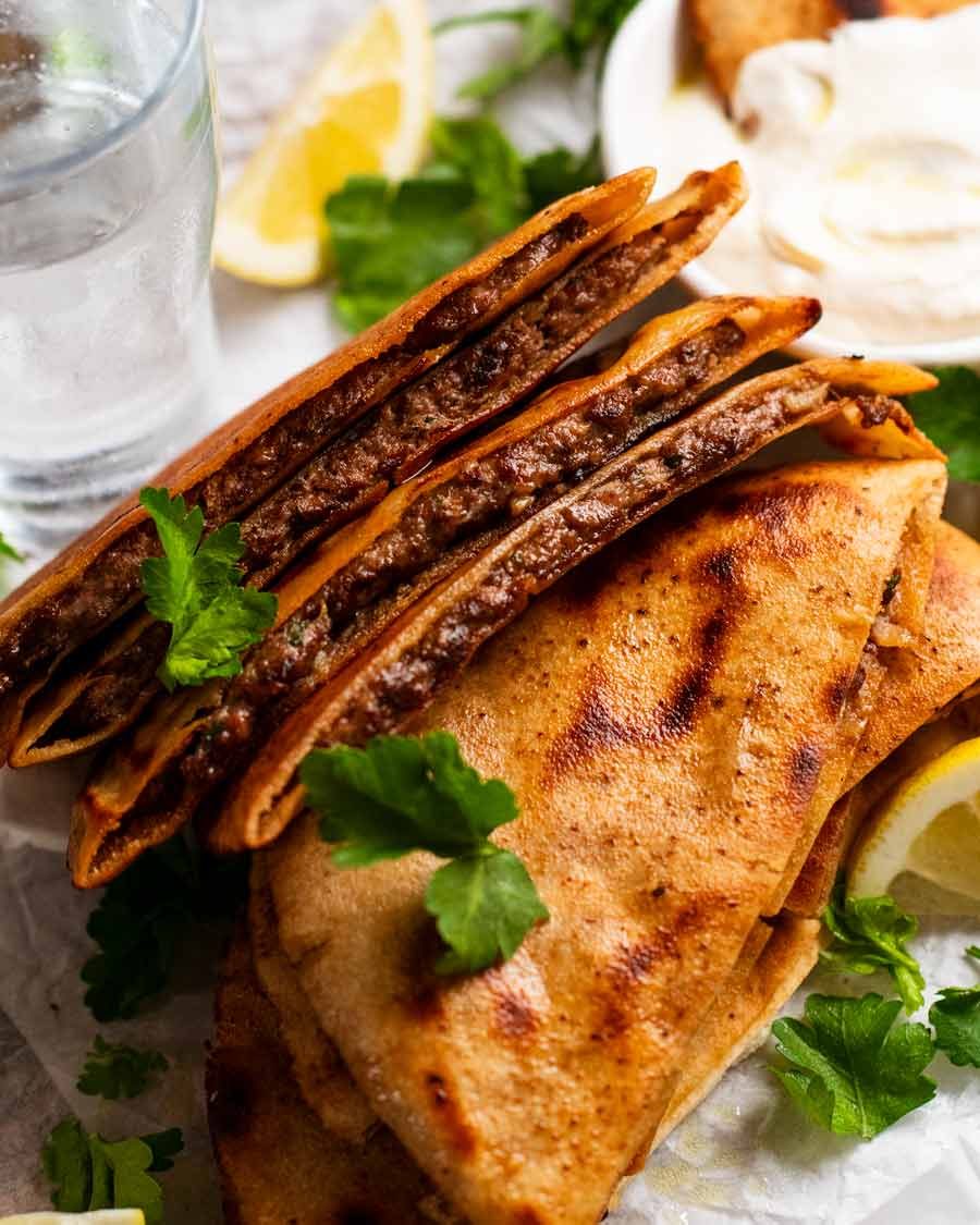 Arayes - Lebanese Meat-Stuffed Crispy Pita | RecipeTin Eats
