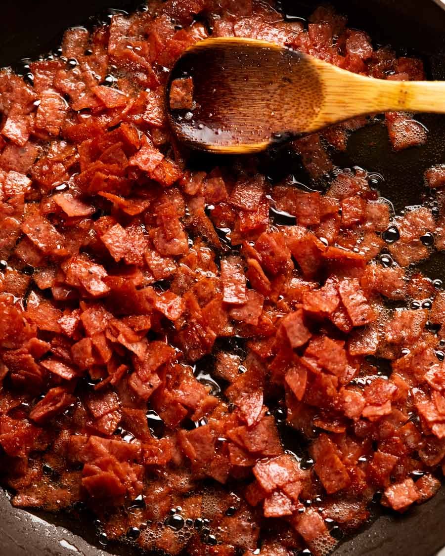 Risoni/Orzo Salad with Crispy Salami Bits | RecipeTin Eats