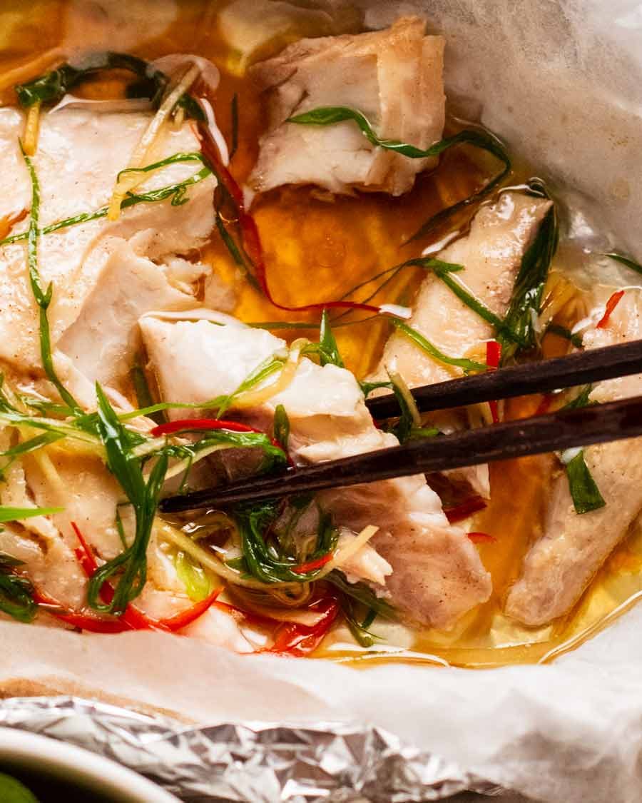 Sizzling Ginger Steamed Fish | RecipeTin Eats